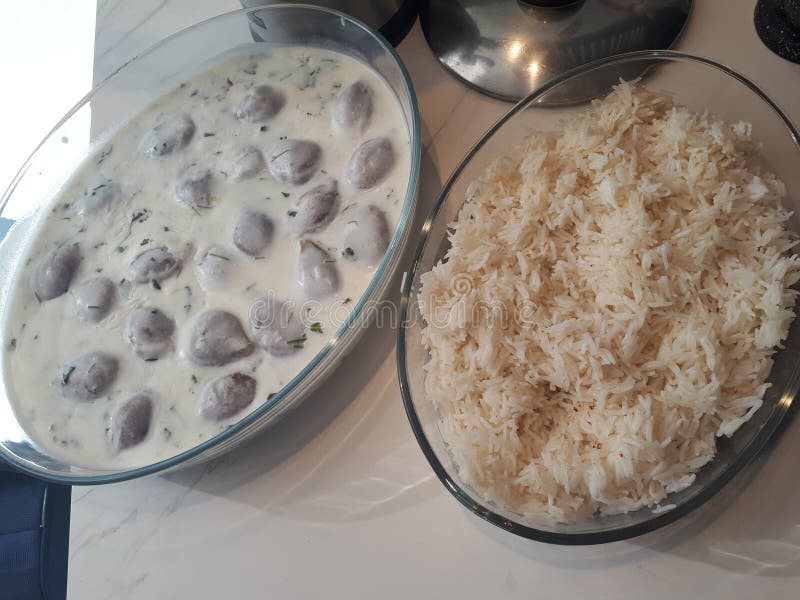 Kebbeh with Labban and Rice Stock Photo - Image of breakfast, labban ...