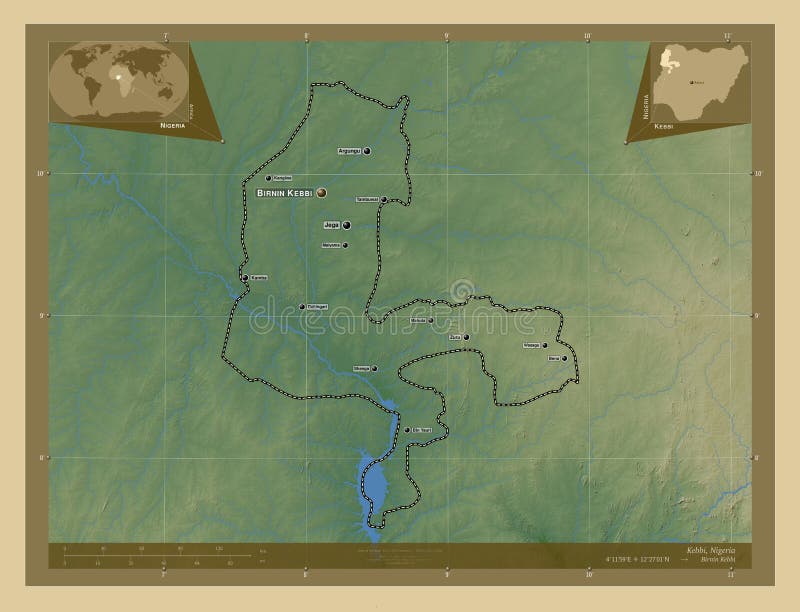 Kebbi, Nigeria. Physical. Labelled Points of Cities Stock Photo - Image ... Kebbi, Nigeria. Physical. Labelled Points of Cities Stock Photo - Image ...
