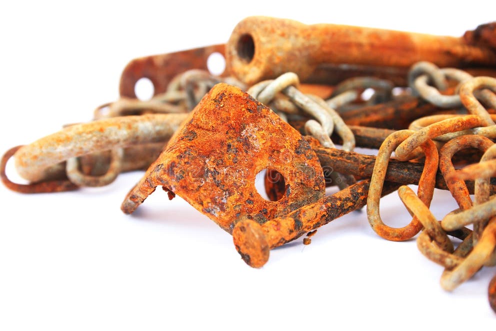 Kedjan Spikar Rostiga Muttrar Arkivfoto - Bild av hjälpmedel, arbete ...