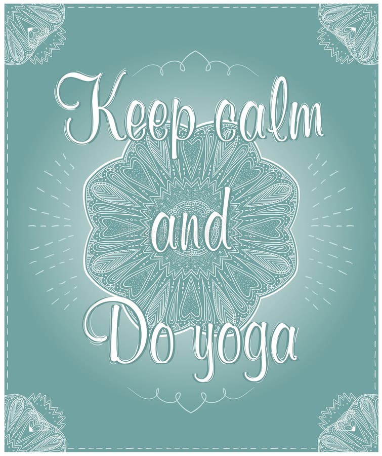 Keep Calm and Do Yoga, Graphic Hand Drawn Illustration Card Stock ...