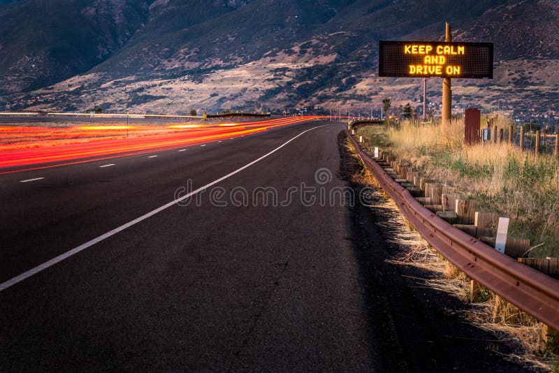 Keep Calm and Drive on Road Sign Stock Photo - Image of caution, danger ...