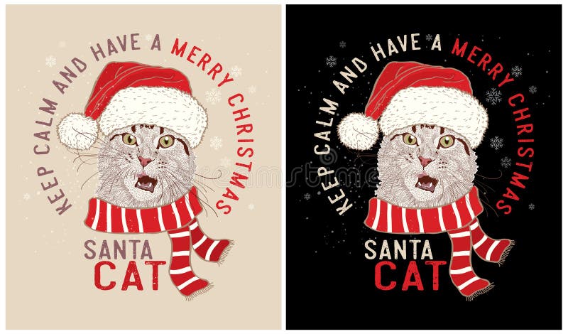 Keep Calm and Have a Merry Christmas - Santa Cat Stock Vector ...