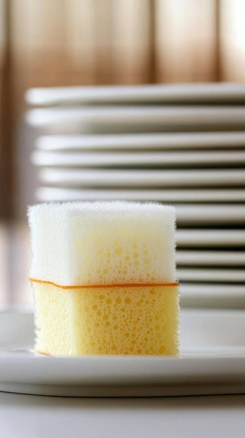 Keep Clean with Sponge and Plates, Washing Up Theme Stock Image - Image ...