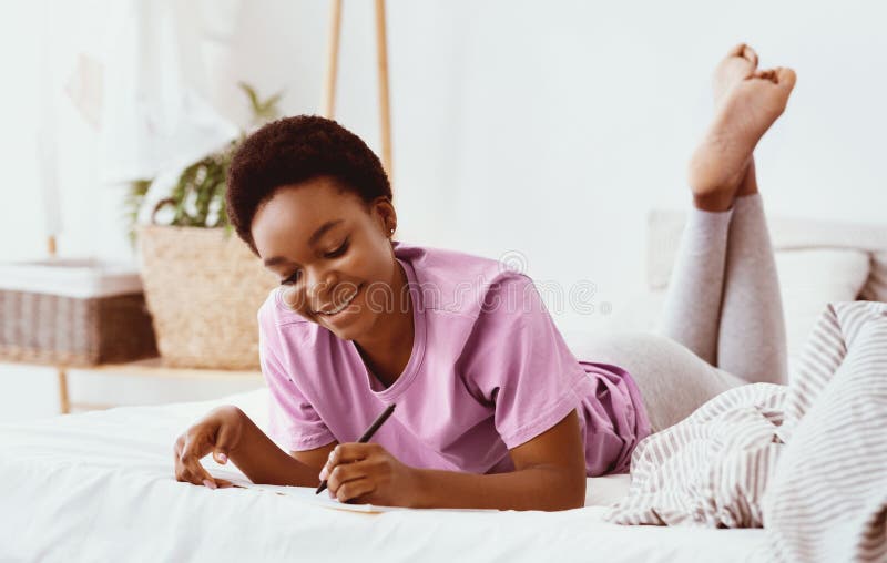 Keep Diary, Write Down Thoughts and Create Ideas at Home Stock Image ...