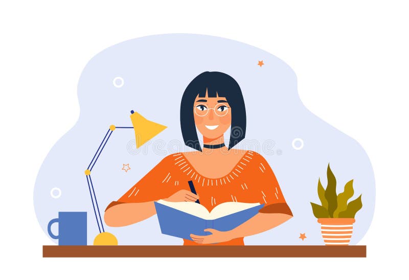 Girl Write Diary Stock Illustrations – 460 Girl Write Diary Stock ...