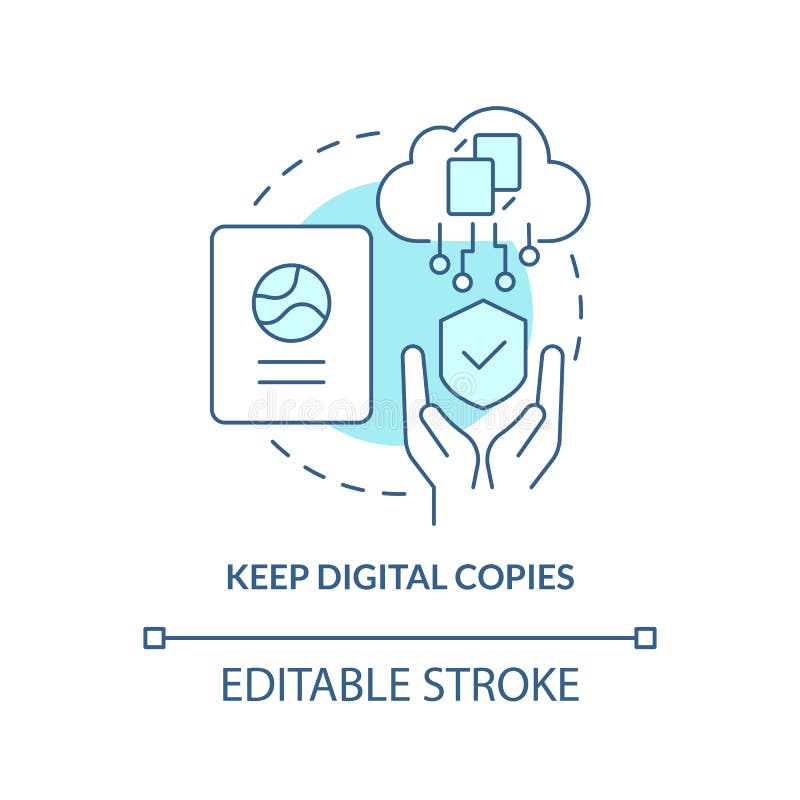 Keep Digital Copies Turquoise Concept Icon Stock Vector - Illustration ...