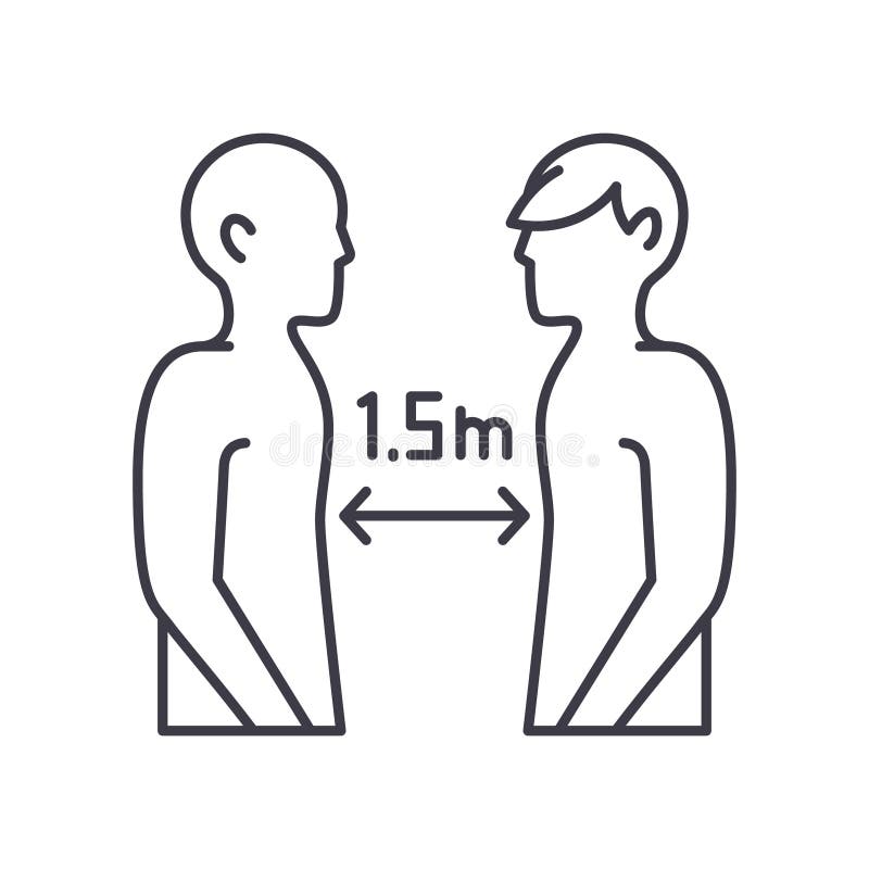 Keep Distance Icon, Linear Isolated Illustration, Thin Line Vector, Web ...