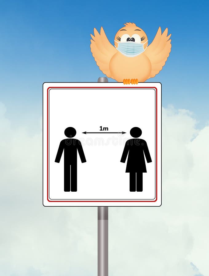 Keep a Distance of One Meter To Prevent Covid-19 Stock Illustration ...