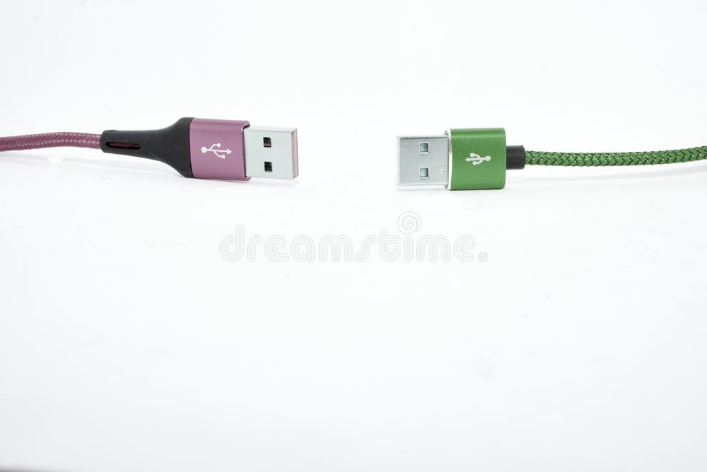 Keep Distance.Two USB Cable on the White Background. Stock Photo ...
