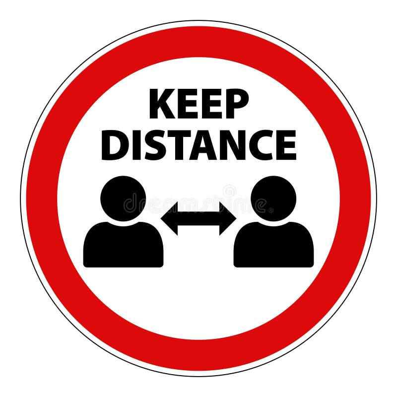 Keep Distance Warning Sign Red Frame Stock Vector - Illustration of ...