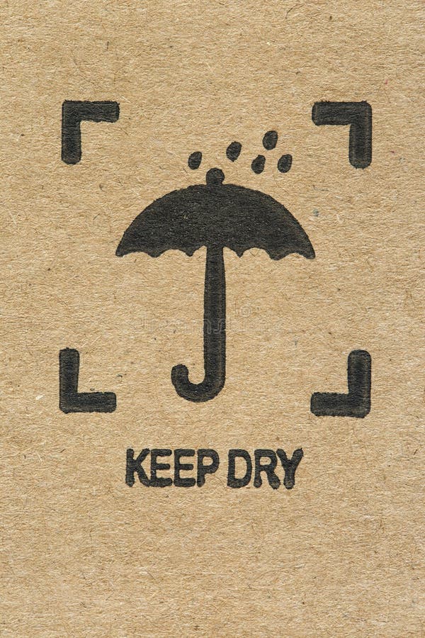 Keep Dry Warning Printed on a Cardboard Box Background. Cargo Freight ...