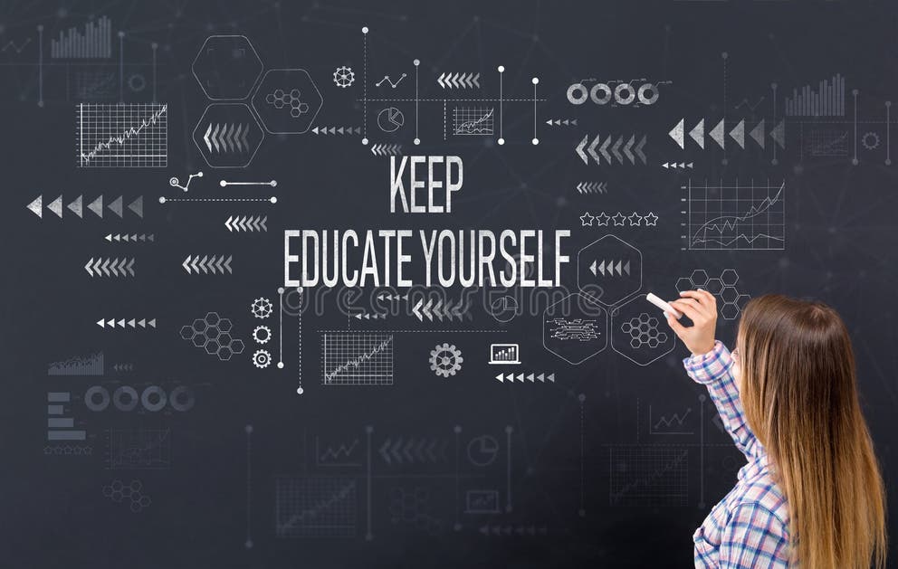 Keep Educate Yourself with Young Woman Stock Photo - Image of diagrams ...