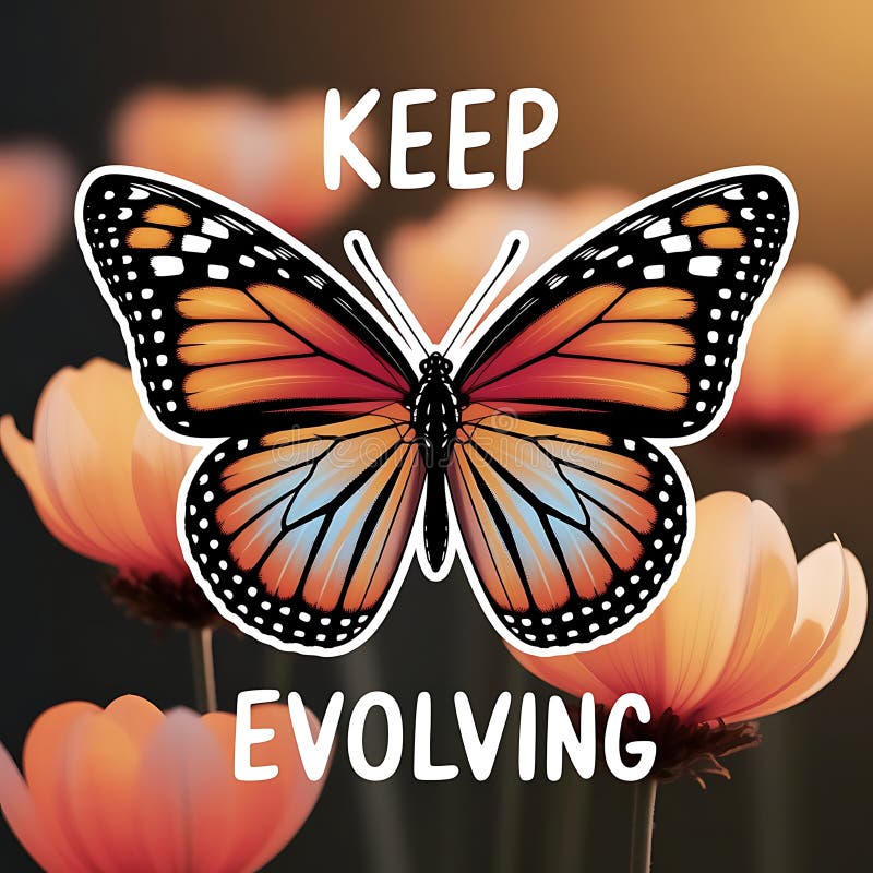 Keep Evolving Butterfly Morph Transition, Inspirational Transformation Butterfly Sticker, with ...