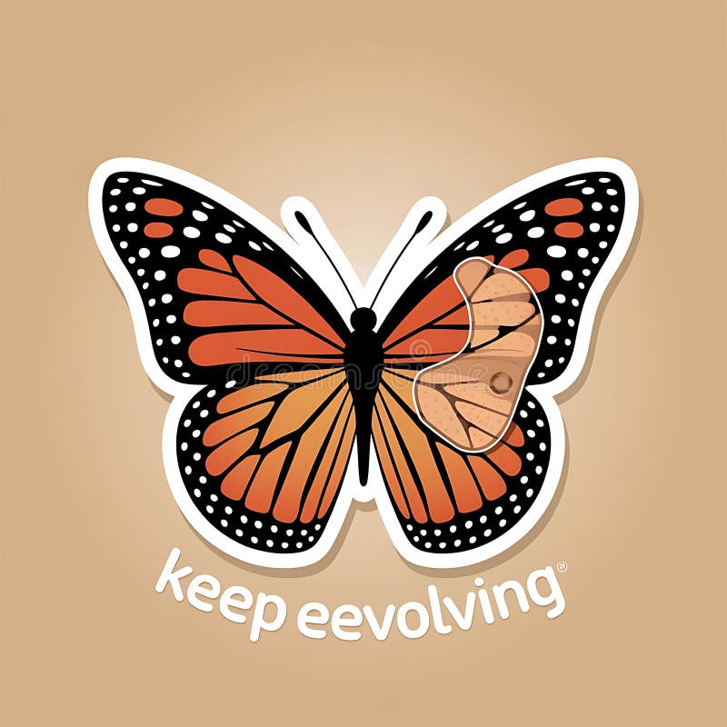 Keep Evolving Butterfly Morph Transition, Inspirational Transformation Butterfly Sticker, with ...