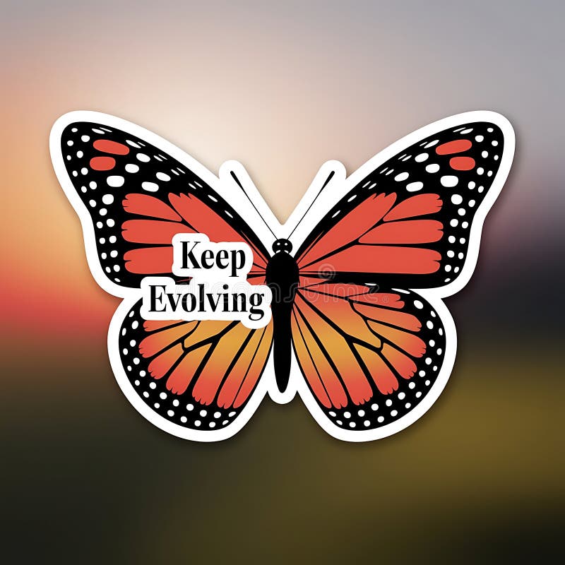 Keep Evolving Butterfly Morph Transition, Inspirational Transformation Butterfly Sticker, with ...