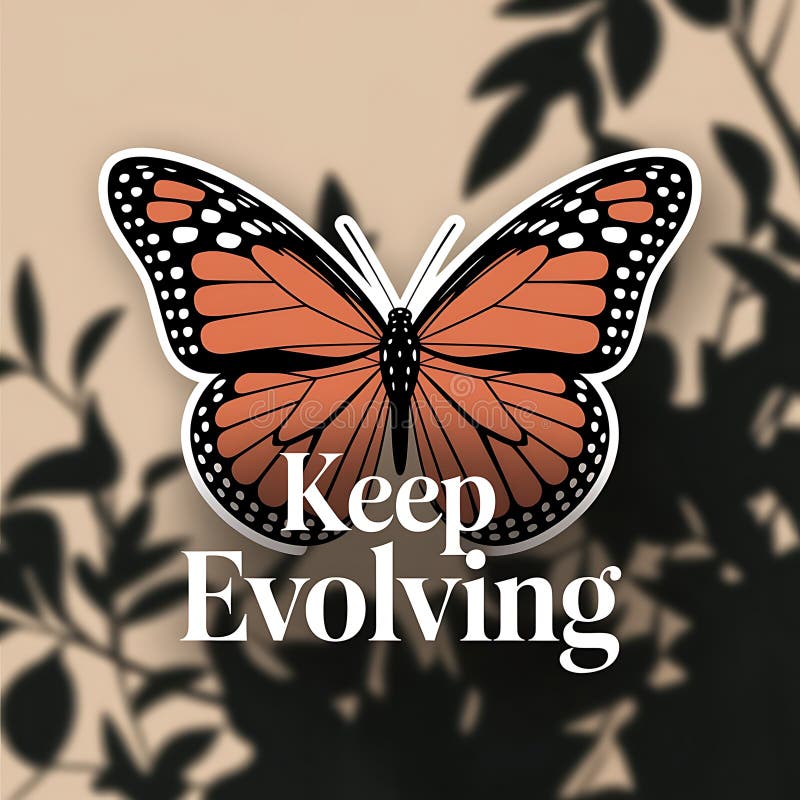 Keep Evolving Butterfly Morph Transition, Inspirational Transformation Butterfly Sticker, with ...