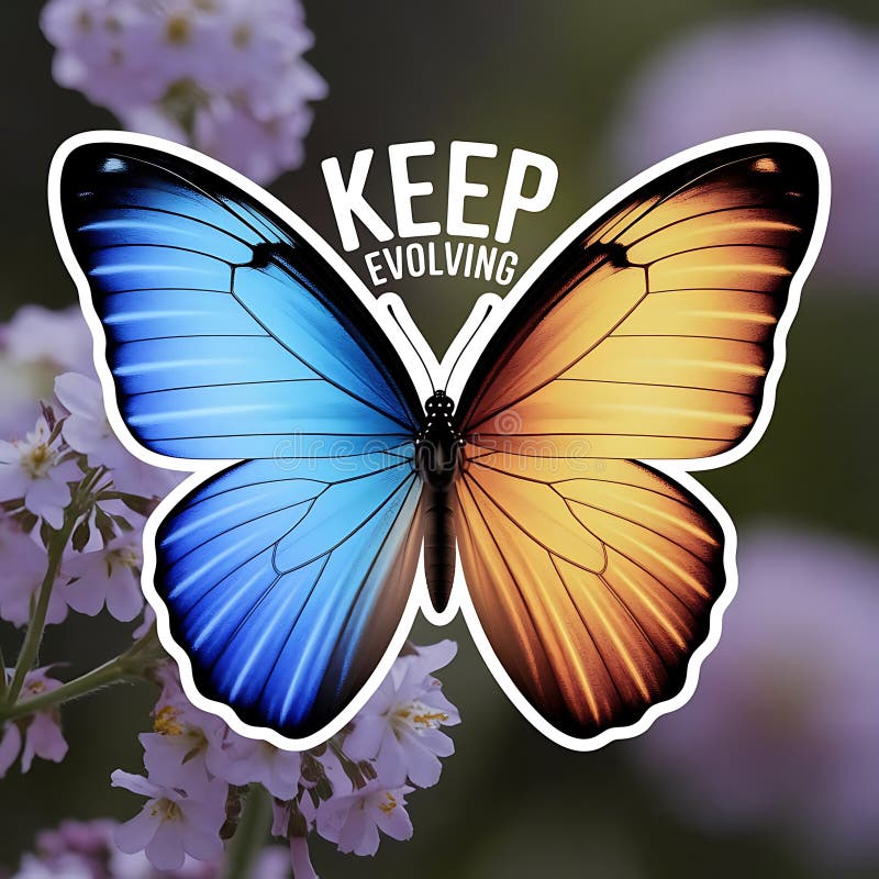 Keep Evolving Butterfly Morph Transition, Inspirational Transformation Butterfly Sticker, with ...