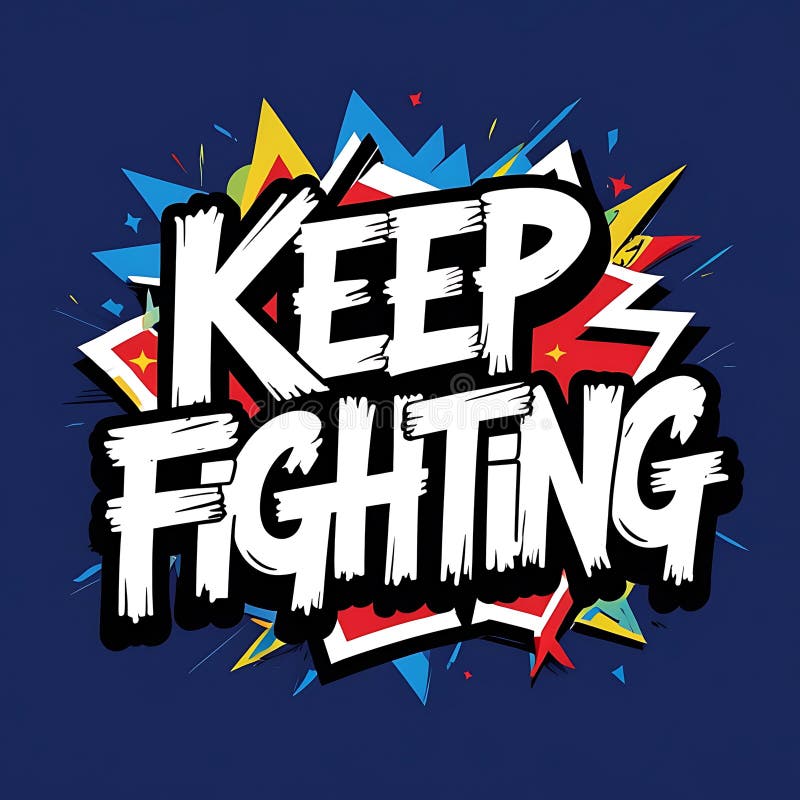 Keep Fighting Comic Book Style Phrase Design Stock Illustration ...
