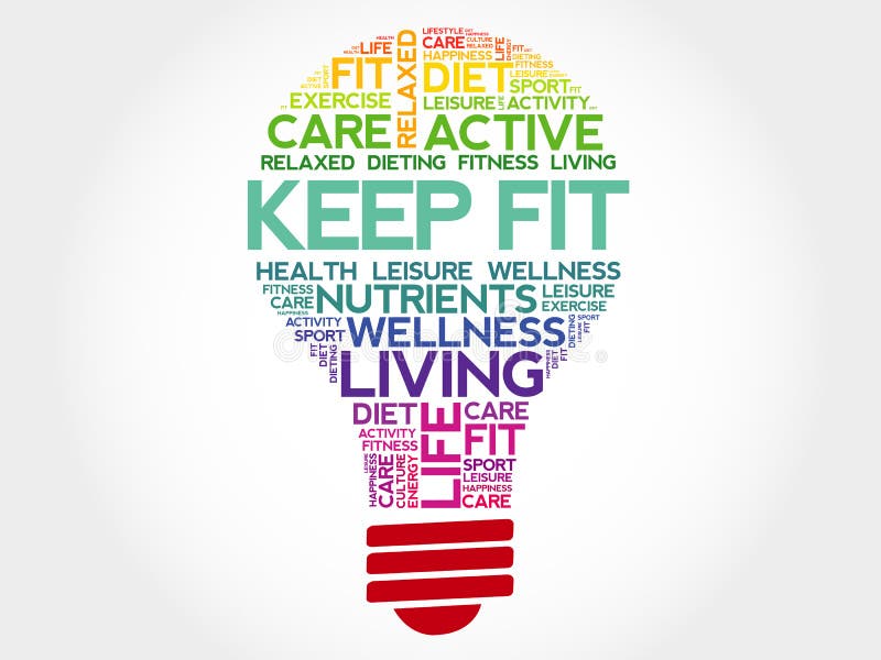 KEEP FIT bulb word cloud stock photo. Image of business - 199024886