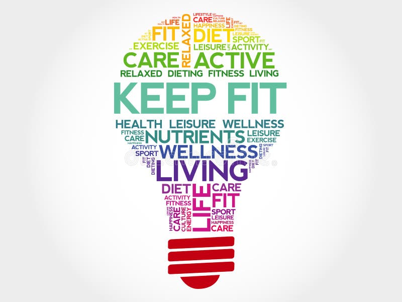 KEEP FIT bulb word cloud stock illustration. Illustration of fitness ...