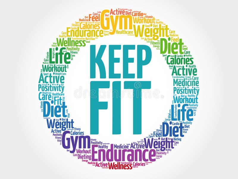 KEEP FIT circle word cloud stock illustration. Illustration of ...