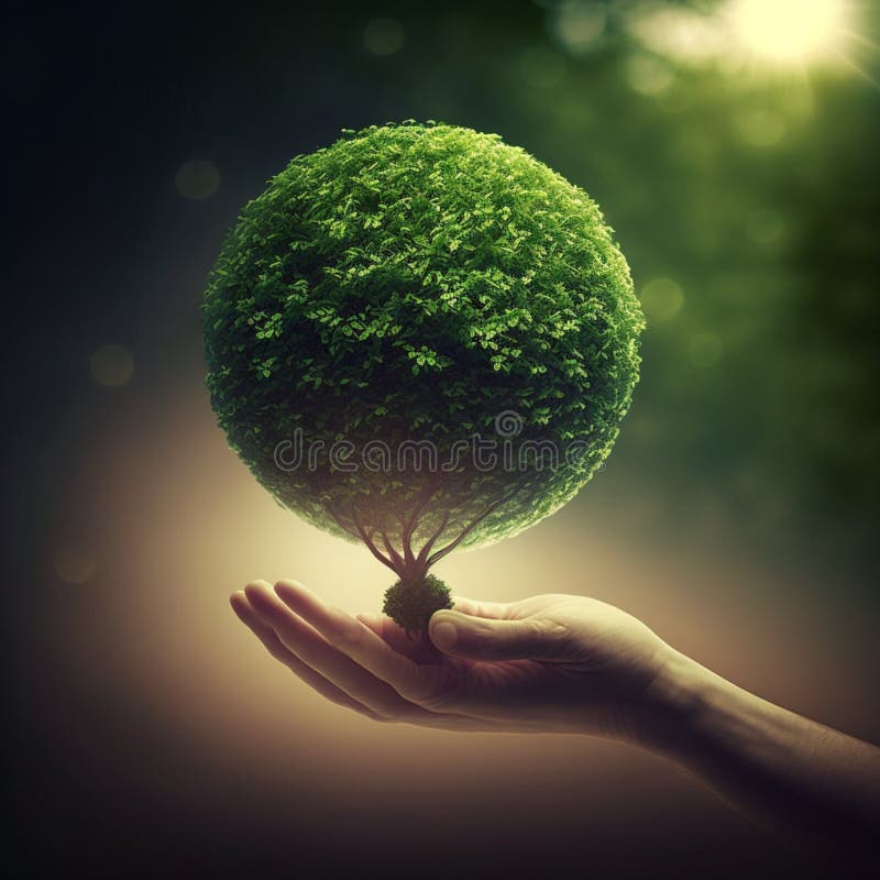 Keep a Green Tree Lit by the Sun, Generative AI Stock Illustration ...