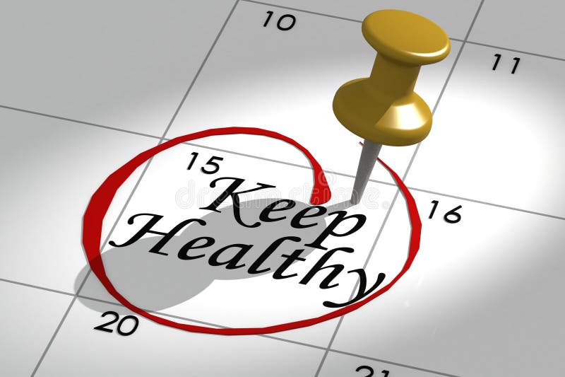 Keep Healthy Word Marked on Calendar with Push Pin Stock Illustration ...