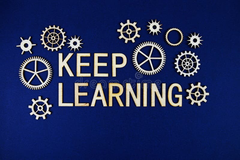 Keep Learning Alphabet Letters with Gears Element on Navy Blue ...