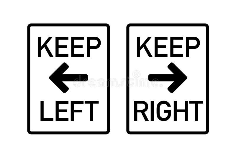 Keep Left and Keep Right Signs Stock Vector - Illustration of isolated ...