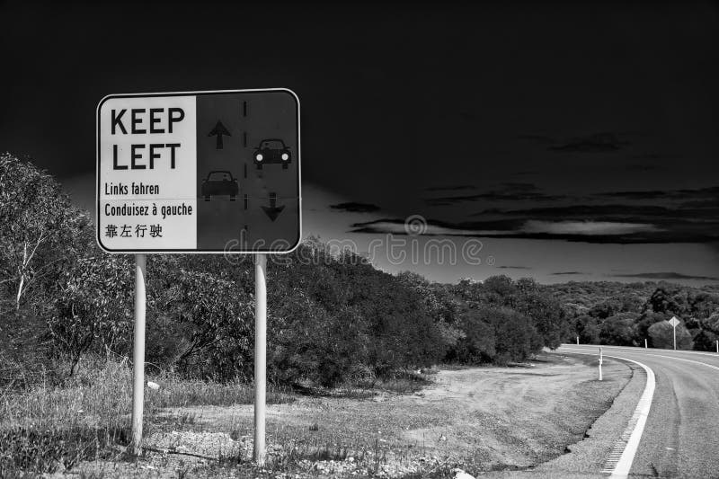 Keep Left Road Sign in Western Australia Stock Photo - Image of ...