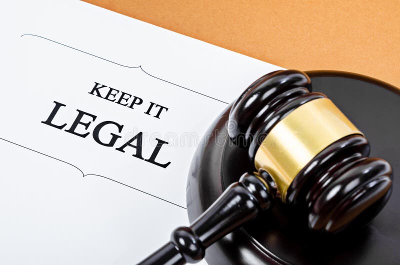 Keep it Legal with Wooden Judge Hammer Stock Photo - Image of document ...