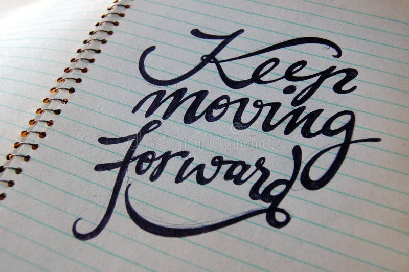 Keep Moving Forward Note on Pinboard Stock Photo - Image of notice ...