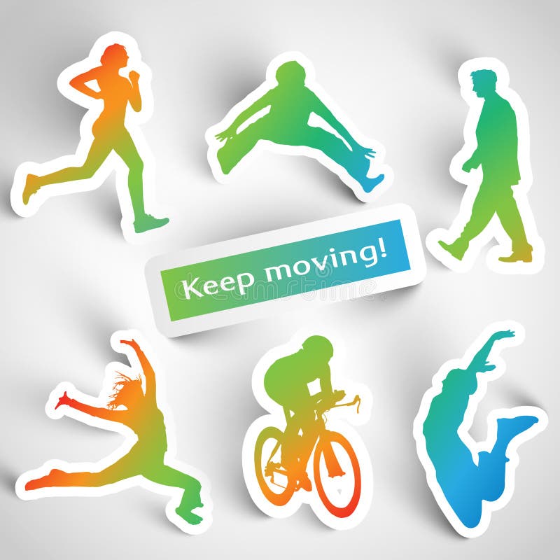 `Keep Moving!` Sports Stickers Stock Vector - Illustration of hockey ...