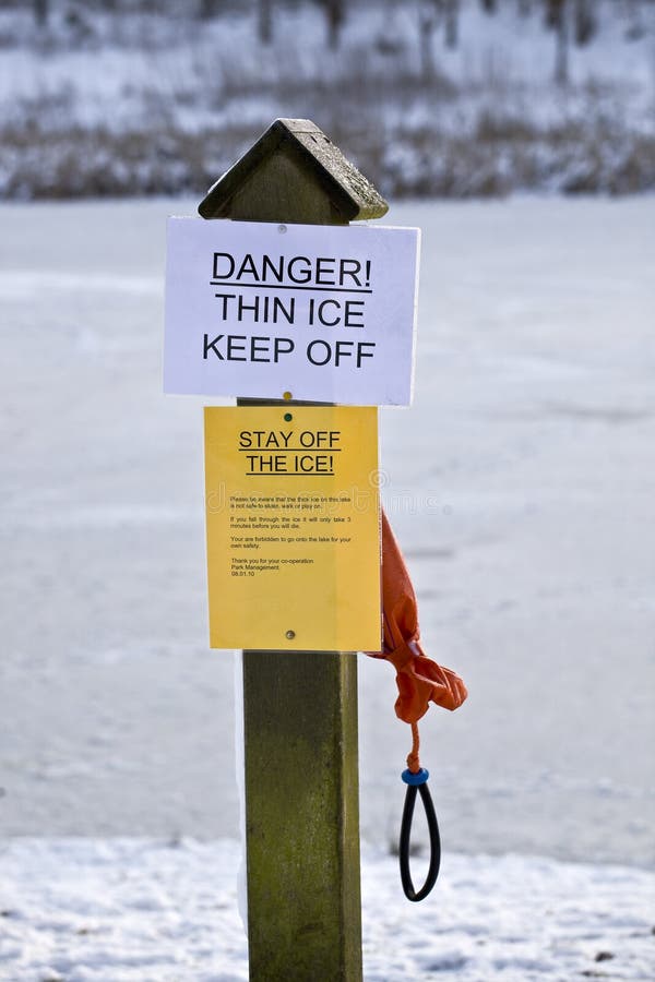 Keep off the ice stock photo. Image of endangerment, signage - 12458834