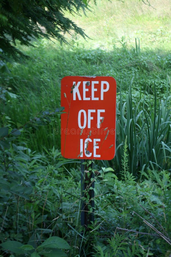 Keep off ice stock image. Image of post, winter, water - 55859253