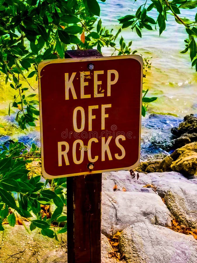 Keep Off the Rocks in Black and White Stock Photo - Image of rocks ...
