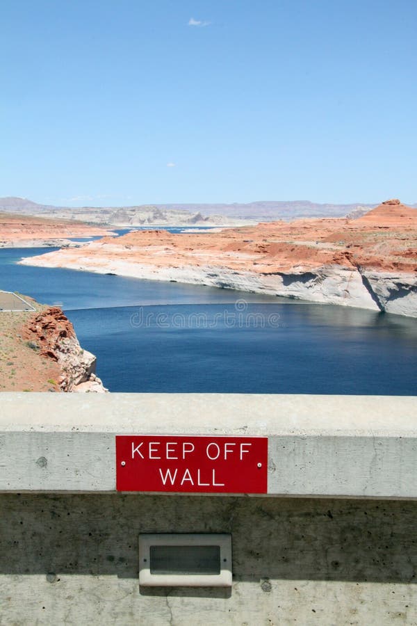 Keep Off the Wall Sign on a Dam Stock Image - Image of water ...