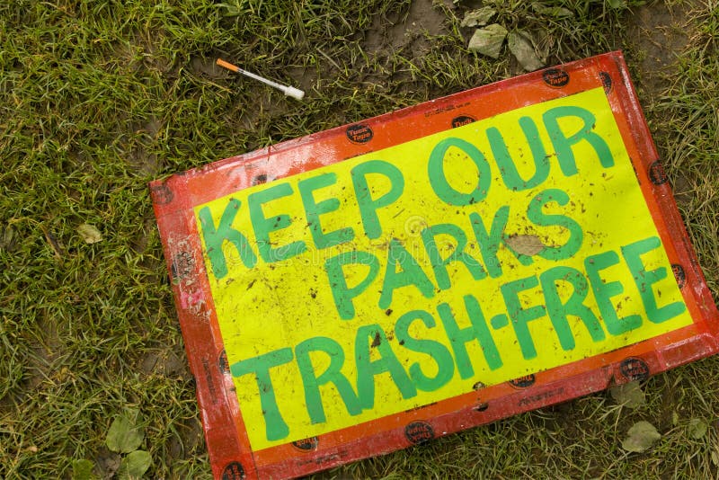 Keep Our Parks Trash-Free editorial stock image. Image of addict - 10321044