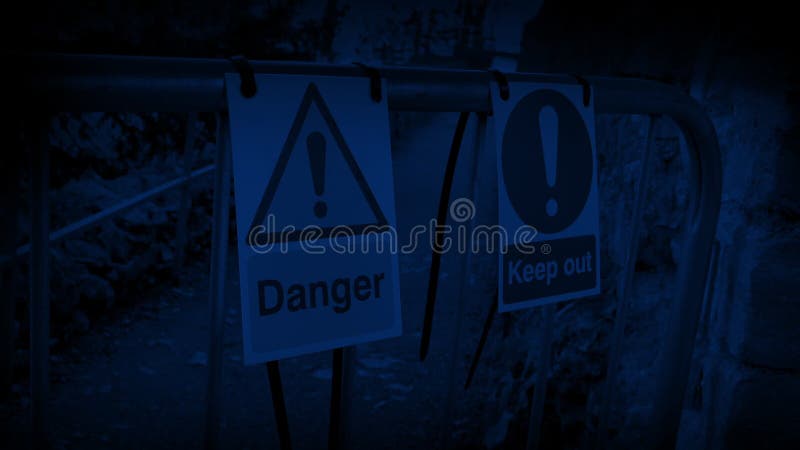 Keep Out, Danger Signs at Night Stock Footage - Video of middle ...