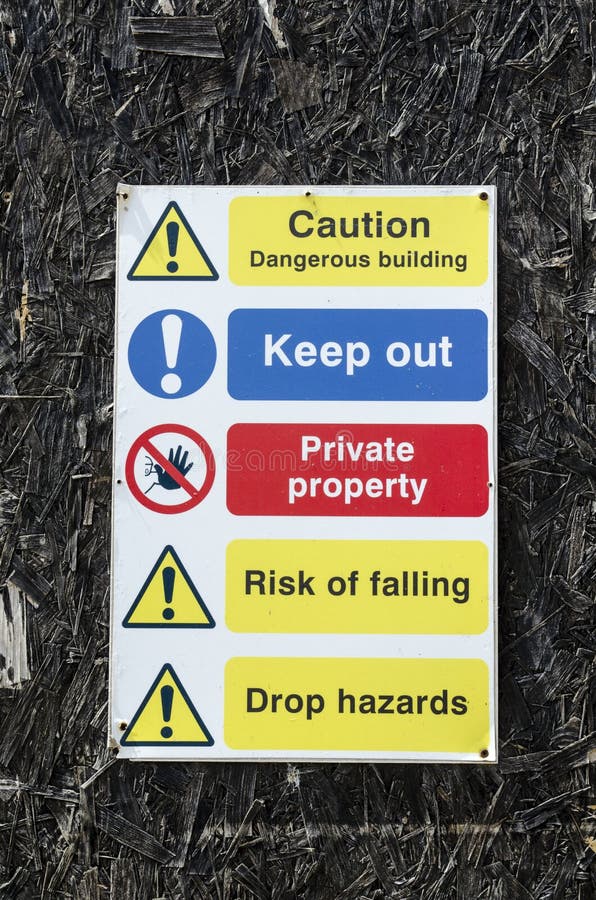 Dangerous Building Warning Sign on Scaffolding Stock Photo - Image of ...