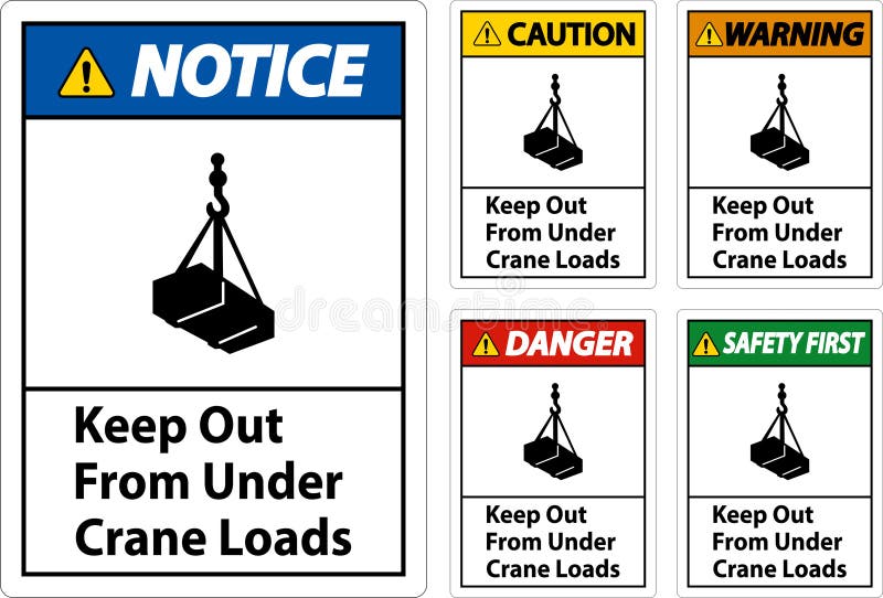 Keep Out from Under Crane Loads Sign Stock Vector - Illustration of ...