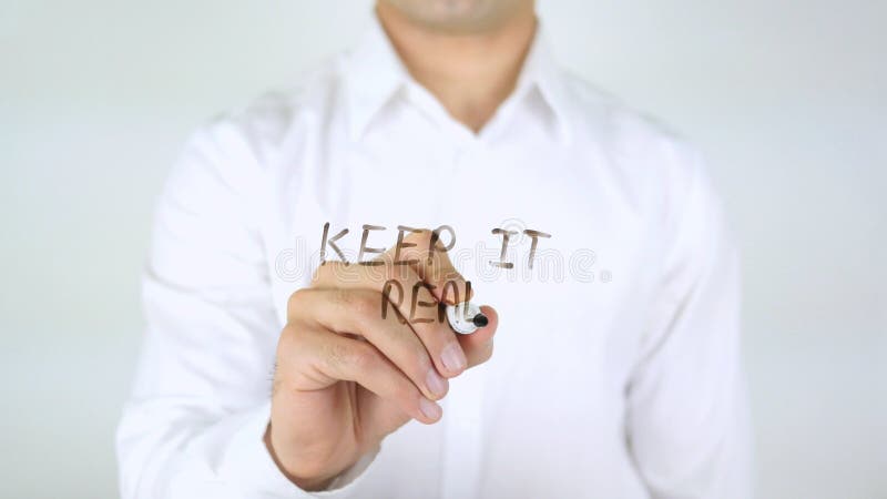 Keep it Real, Man Writing on Glass Stock Photo - Image of teacher ...