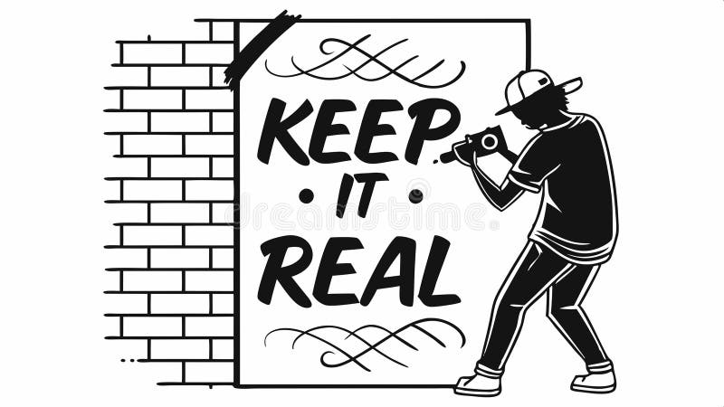 Keep it Real Text Design, Authenticity and Genuine Message in Vector ...