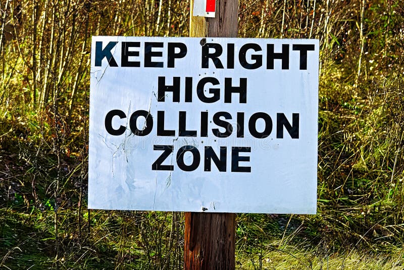 A Keep Right High Collision Zone Sign Stock Image - Image of black ...