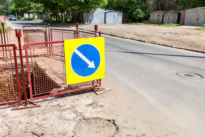 Keep Right Road Sign at the City Street Stock Image - Image of danger ...
