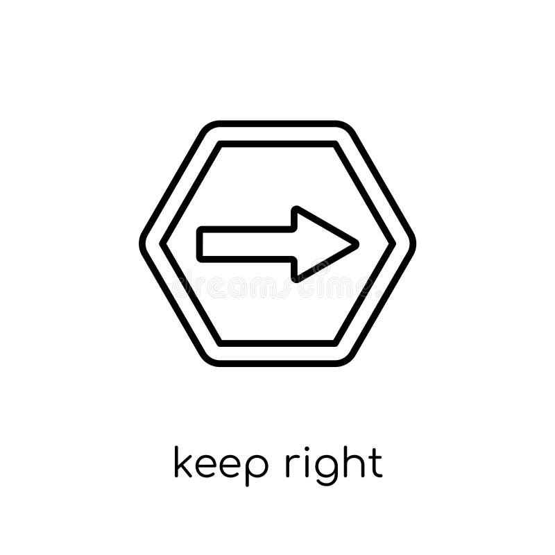 Keep Right Sign Icon. Trendy Modern Flat Linear Vector Keep Right Sign ...