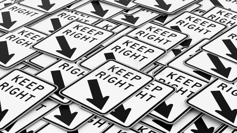 Keep Right Traffic Sign Pile Stock Illustration - Illustration of ...