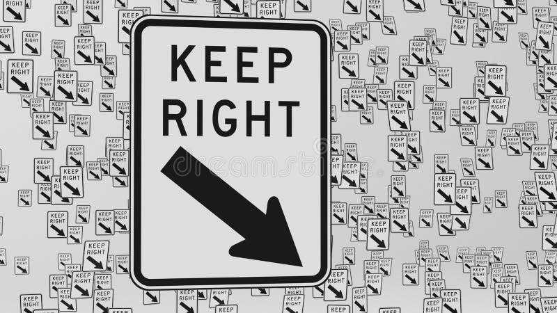 Keep Right Traffic Signs Floating in Empty White Space Stock ...