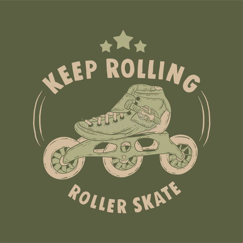 Keep Rolling with Inline Speed Skating Typography Hand Drawn ...