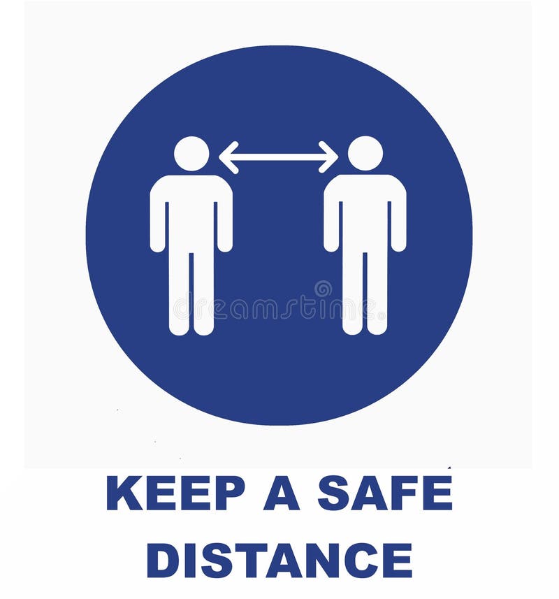 Keep a Safe Distance. Blue Circle Mandatory Sign Stock Illustration ...